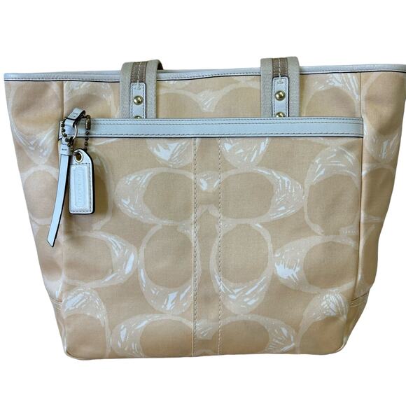 Coach | Bags | Coach Gold Cream Canvas Tote Bag Purse A732 F0806 | Poshmark
